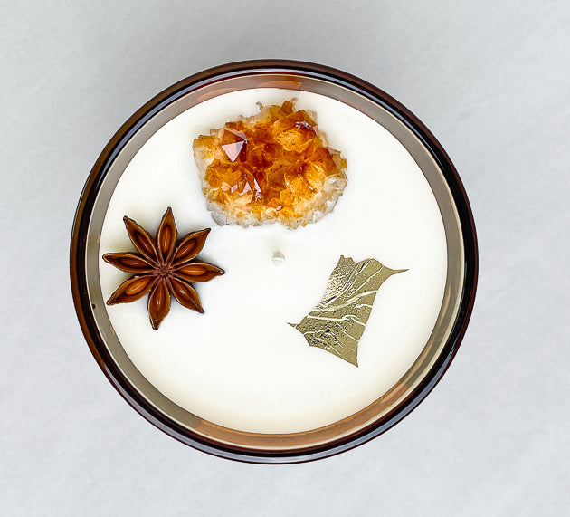Citrine Crystal Candle | Motivation – Opal and Sage
