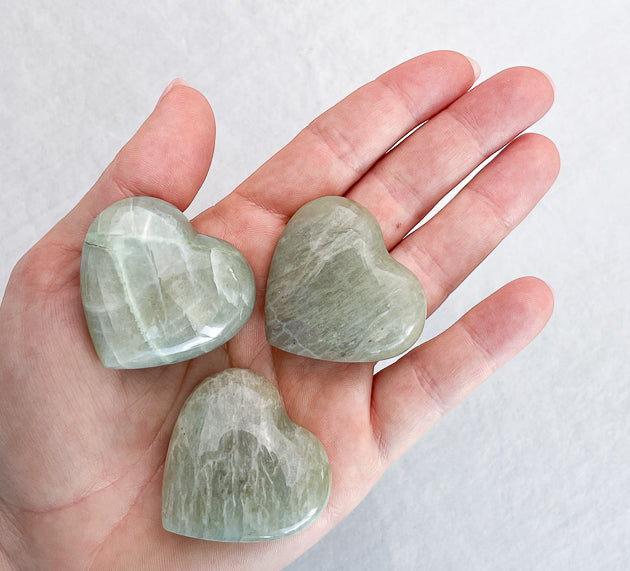 Green Moonstone Mini Heart | Transformation – Opal and Sage