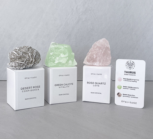 Taurus Zodiac Crystal Set – Opal and Sage